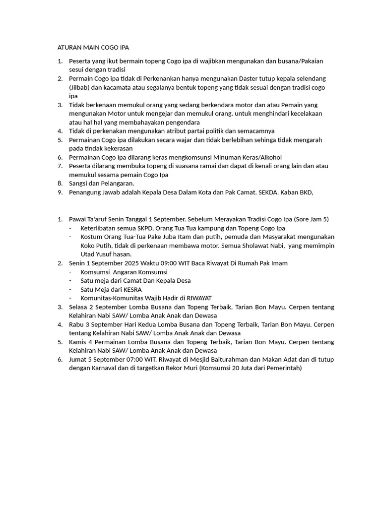 Aturan Main Cogo Ipa | PDF