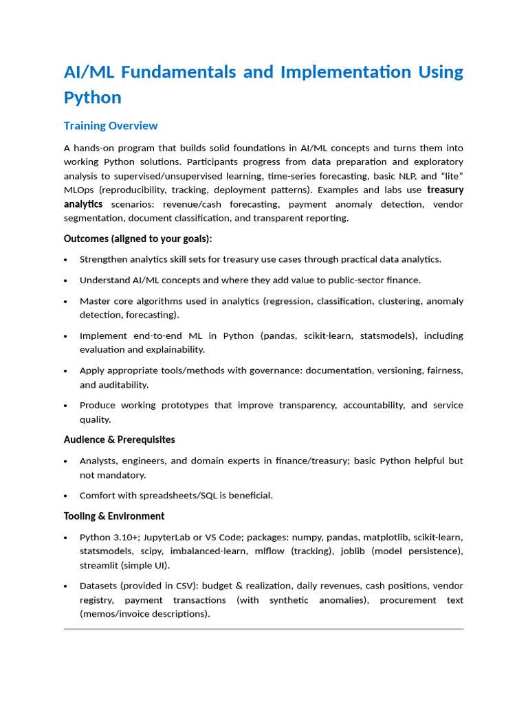 AIML Fundamentals and Implementation Using Python | PDF | Machine Learning | Analytics