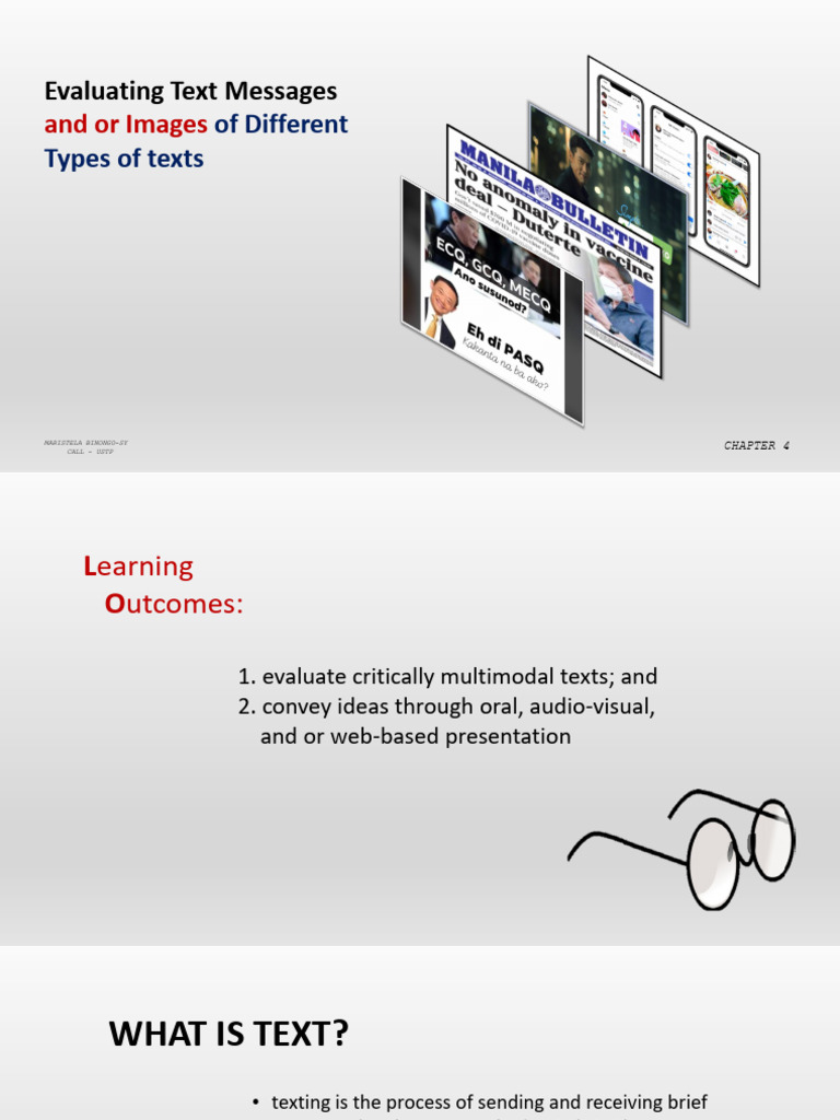 Chapter 4 Evaluating Text Messages and or Images of Different Types of ...