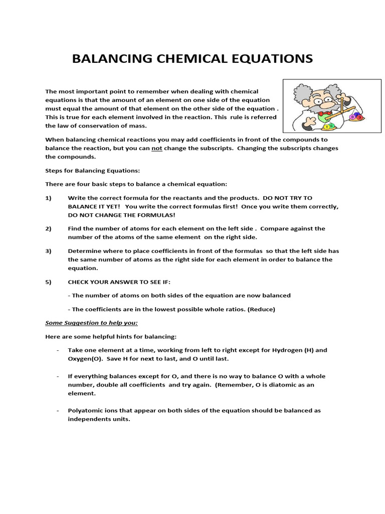 Balancing Chemical Equations Guide | PDF