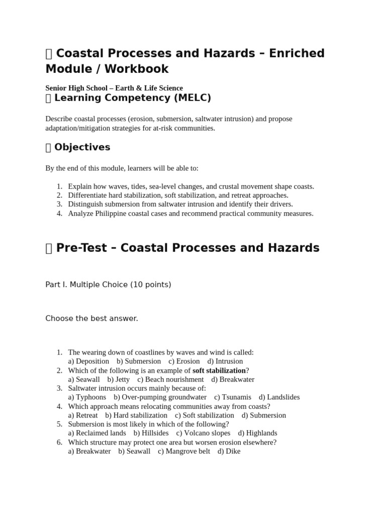 Coastal Processes and Hazards Module1 | PDF | Beach | Coast
