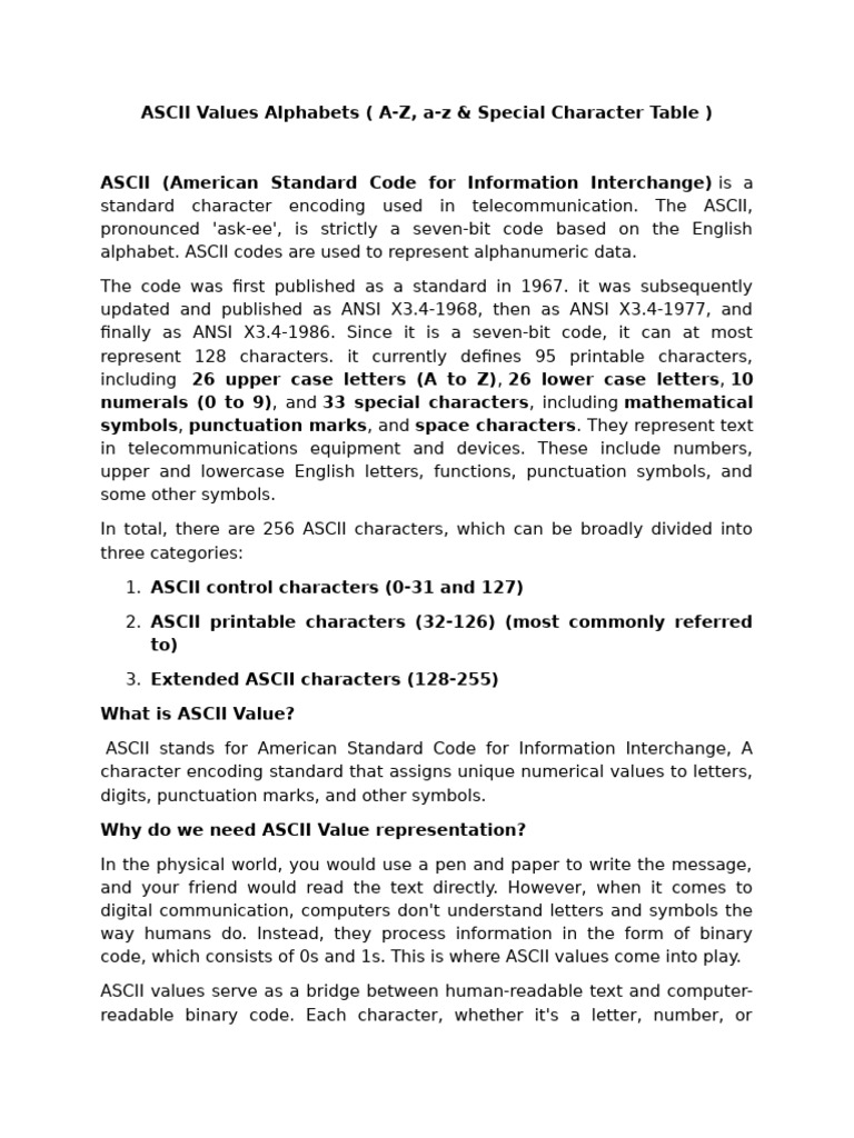 Ascii Code | PDF | Ascii | Character Encoding