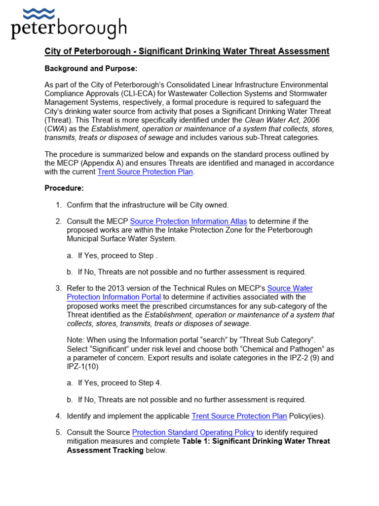 Source Water Protection Procedure Aoda | PDF | Combined Sewer ...