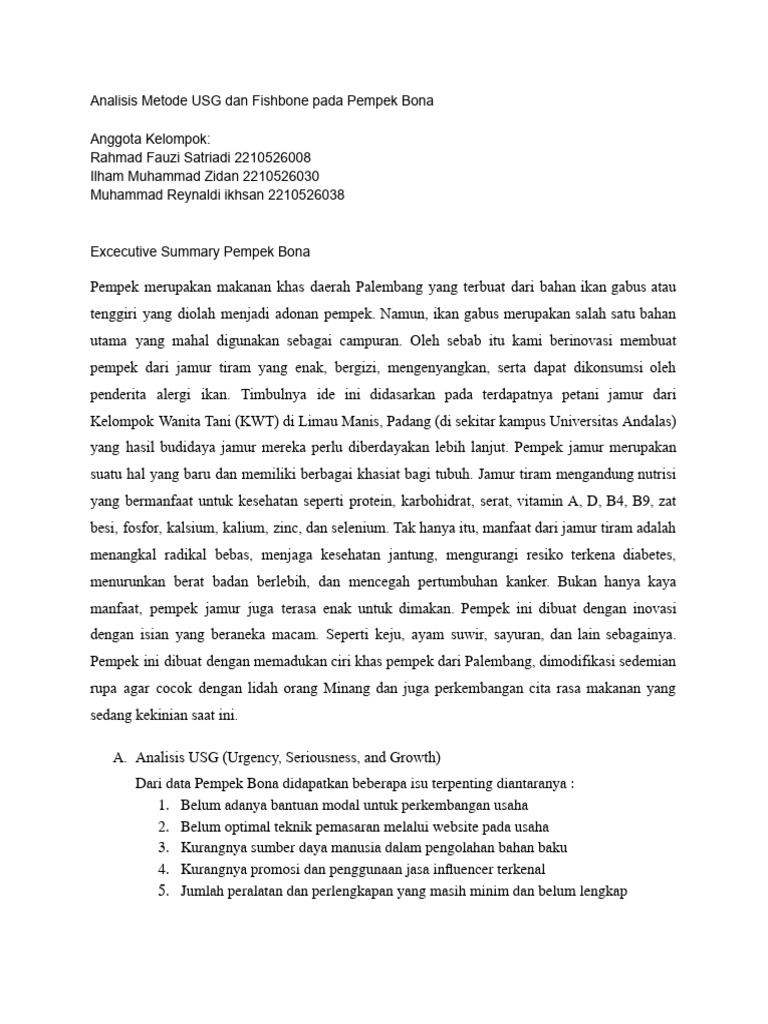 Analisis Metode USG Dan Fishbone Pada Lomak Bona | PDF