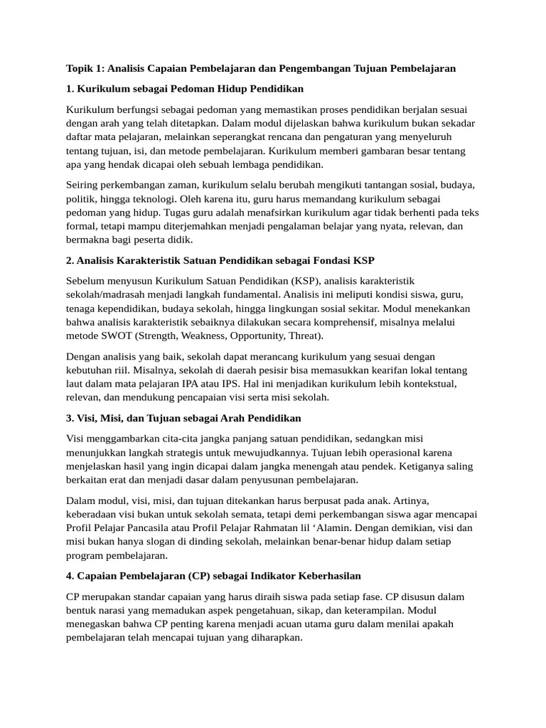 5 Gagasan Topik 1-8 Versi 3 Tugas Mandiri PPG | PDF