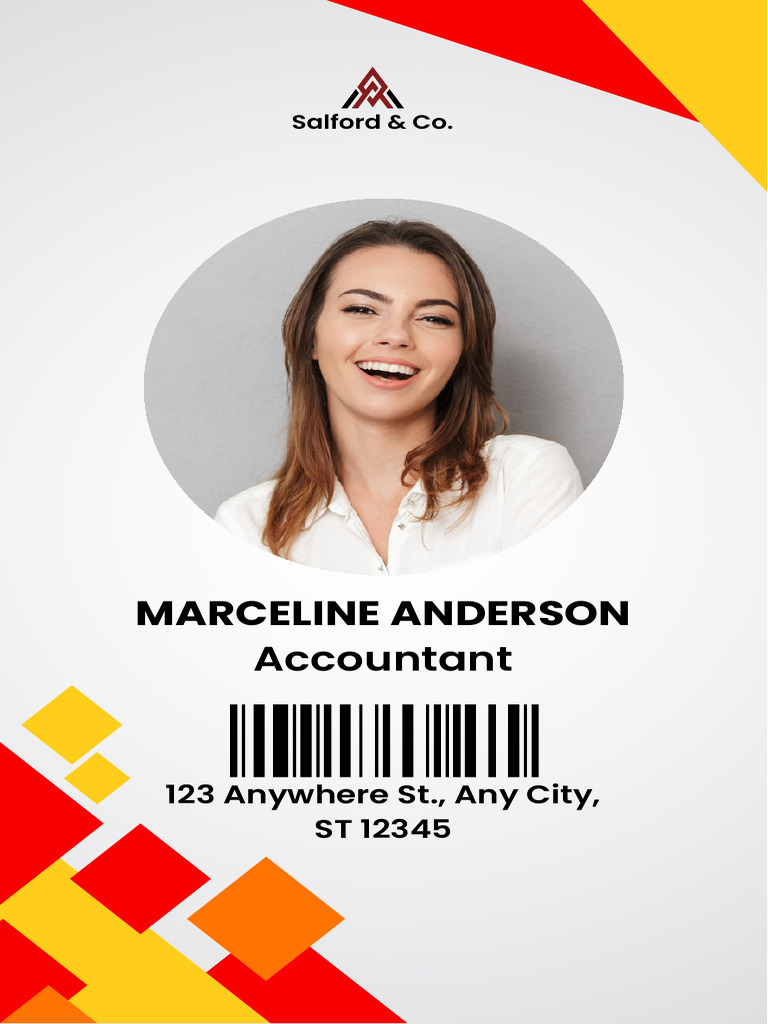 Red and Black Animated Accountant Business ID Card | PDF