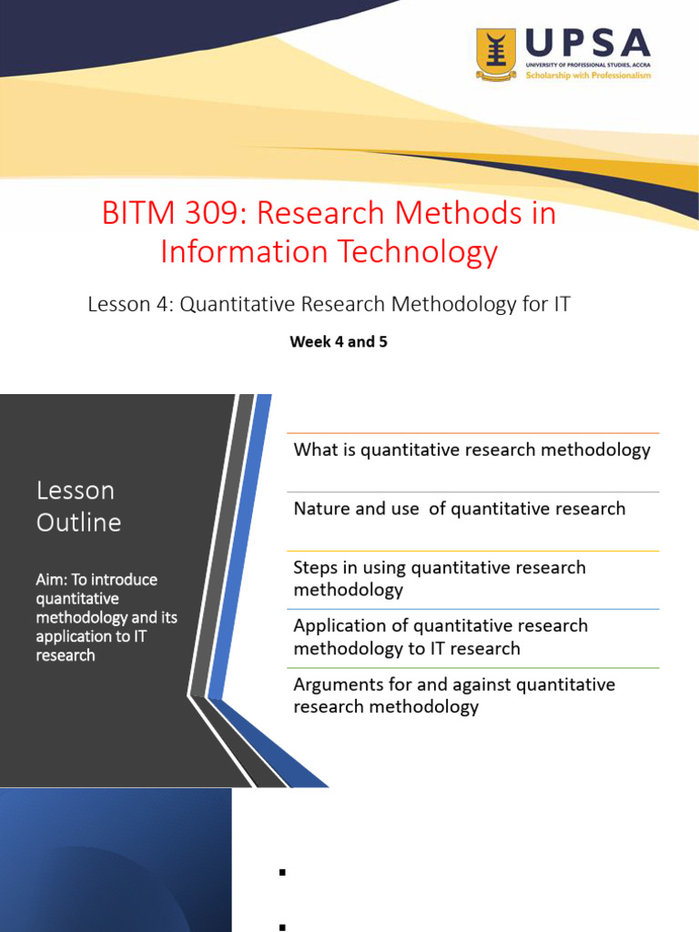 Lesson 4 - Quantitative Research Method | PDF | Sampling (Statistics) | Statistics