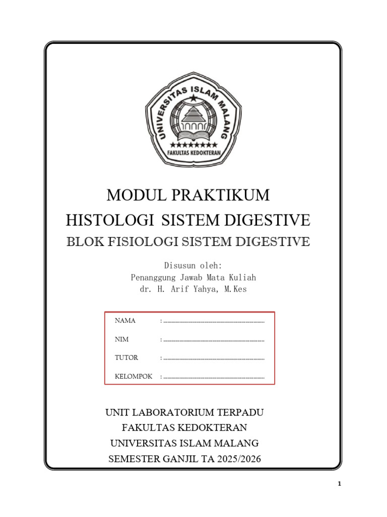 2.01 Fisiol Digestif - Modul Prak. Histo S. Digestive (2025) | PDF