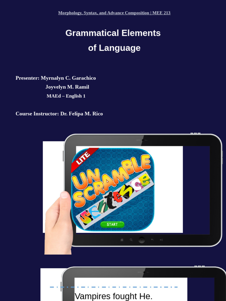 Grammatical Elements in Language Structure | PDF | Verb | Grammatical Tense