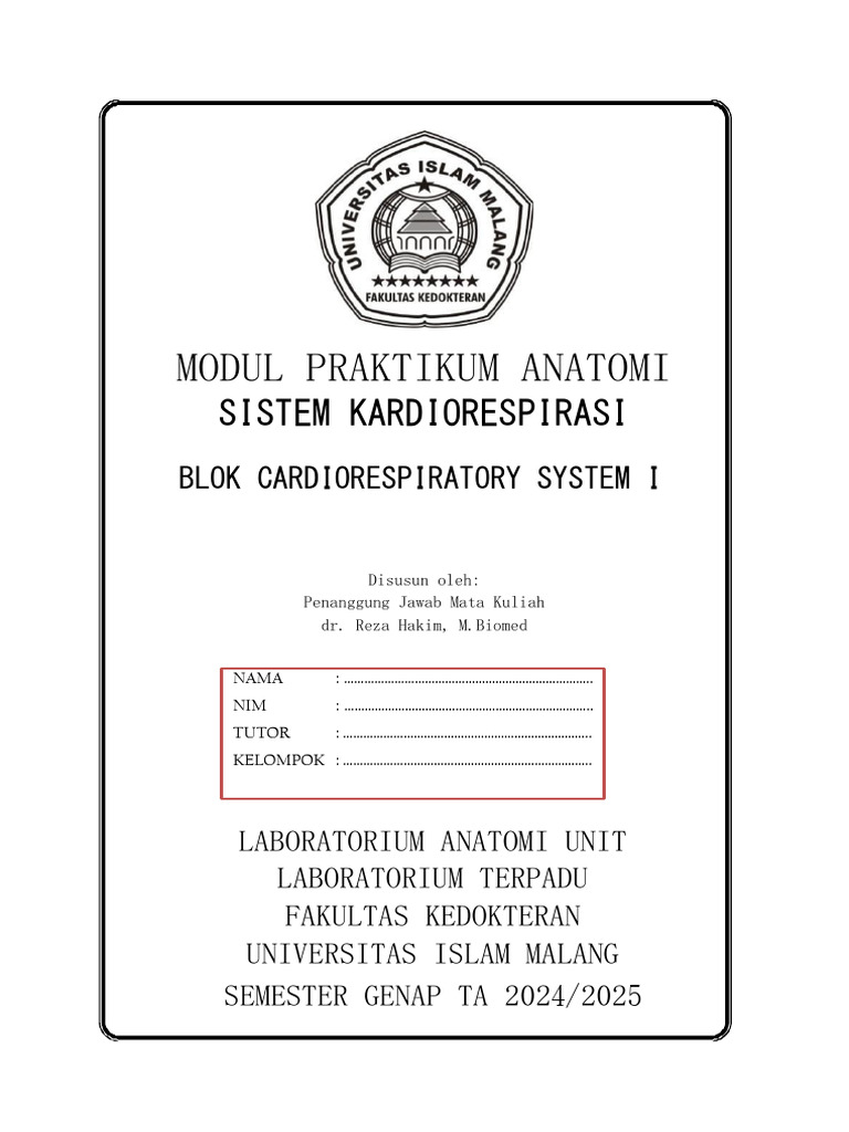 2025 - Modul Prakt Anatomi Thorax Kardiorespi | PDF