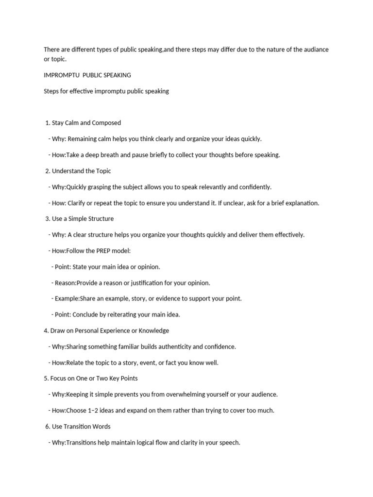 Types of Public Speaking Explained | PDF | Public Speaking | Cognition
