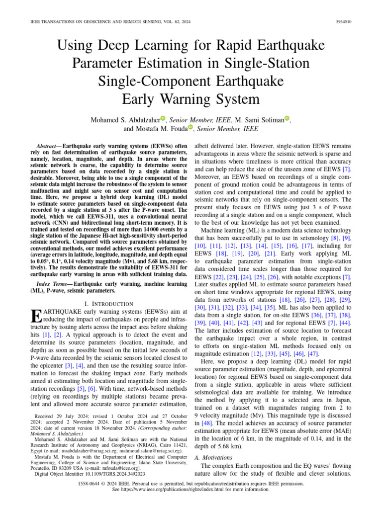 Deep Learning for Earthquake Early Warning | PDF | Seismology | Earthquakes