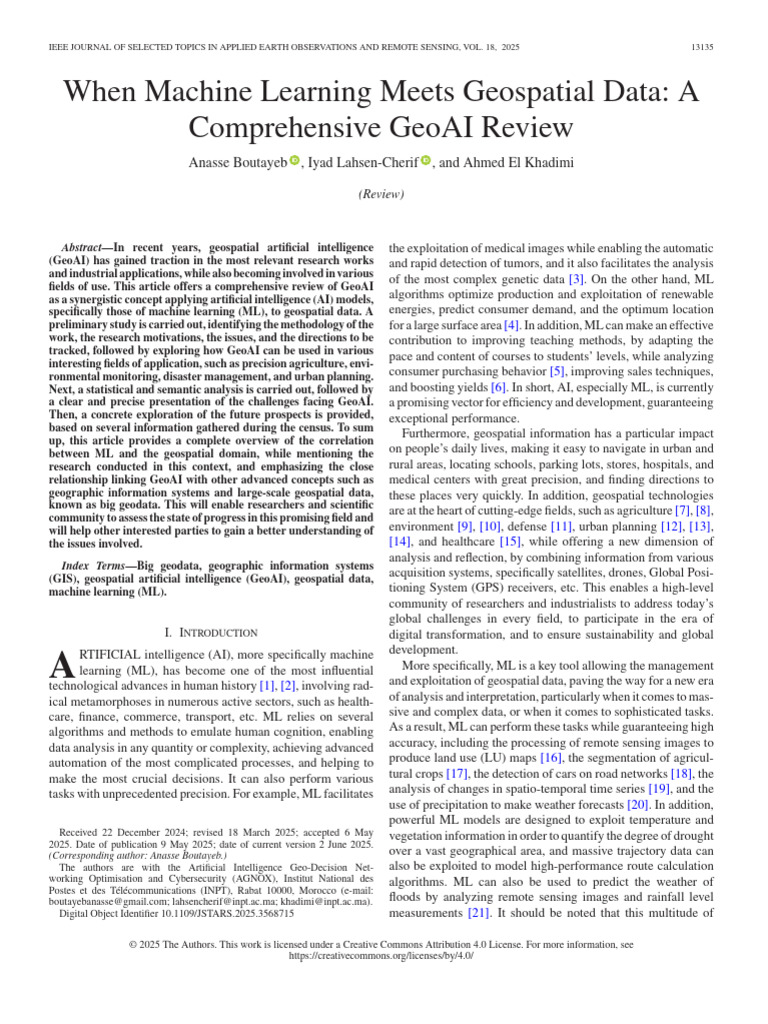 GeoAI: Machine Learning in Geospatial Data | PDF | Machine Learning ...