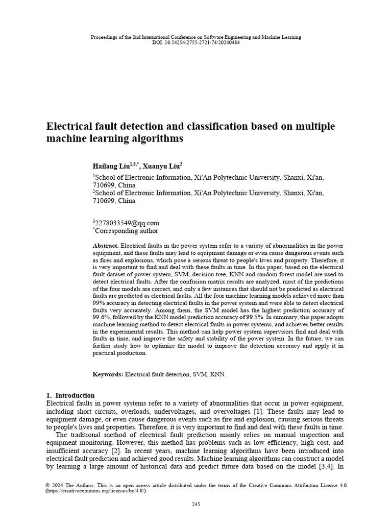 Electrical Fault Detection and Classification Base | PDF | Support ...