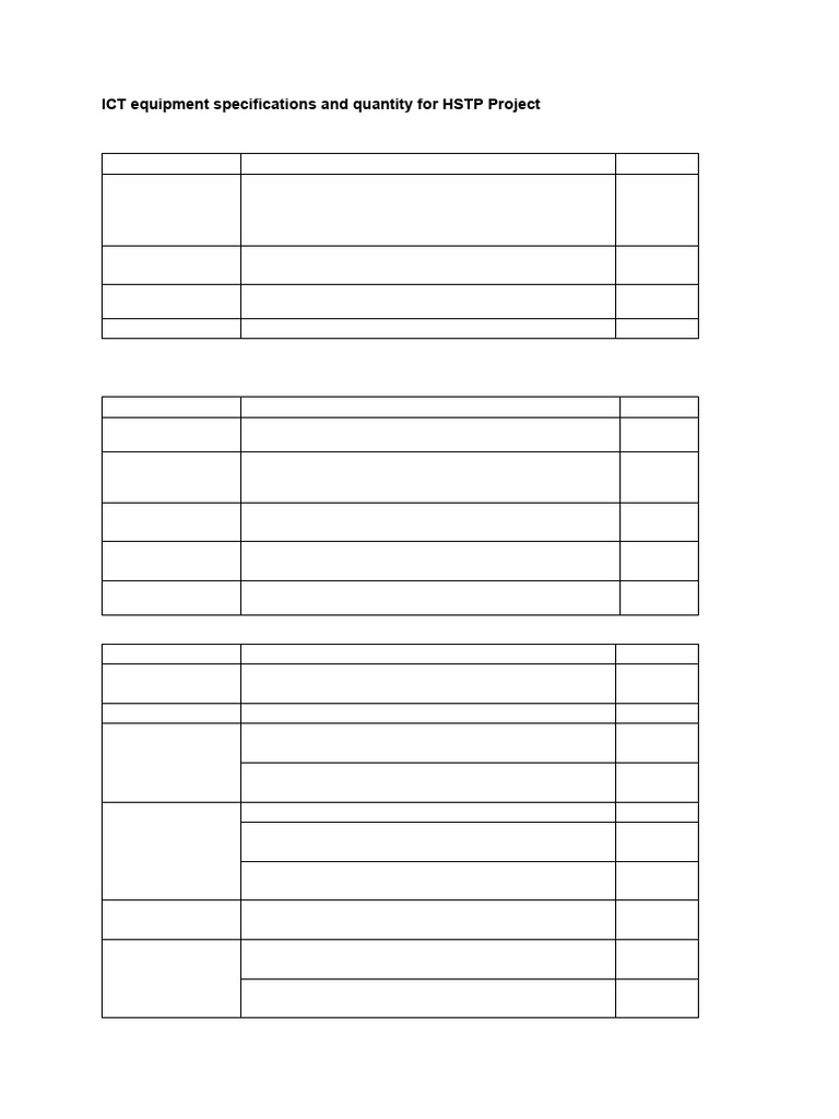 Specifications for ICT Equipment and Supplies for HSTP Project ...