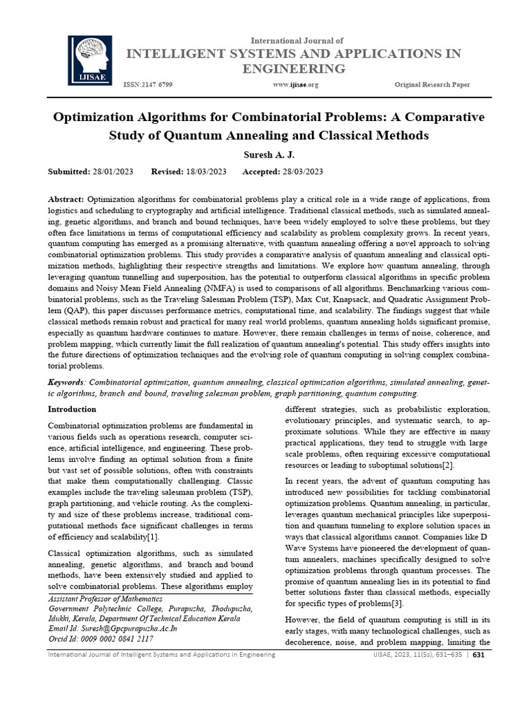 Optimization Algorithms For Combinatorial Problems A Comparative Study ...
