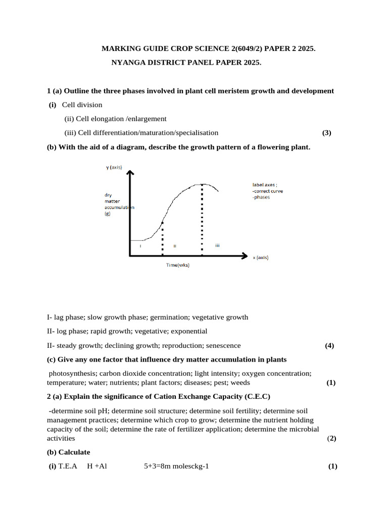 Crop Science Marking Guide 2025 | PDF | Dna | Soil