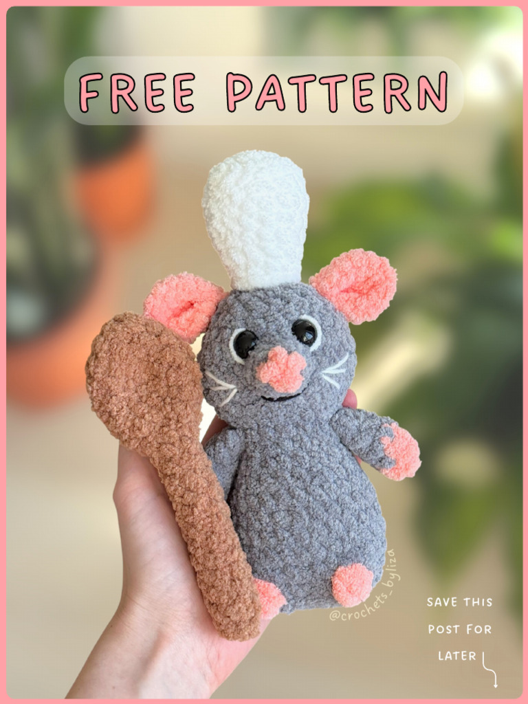 Chef Rat Plushie Crochet Pattern | PDF | Crochet | Yarn