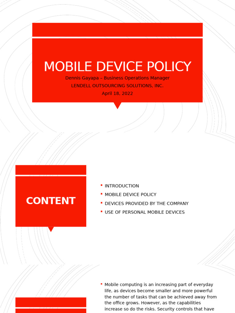 Mobile Device Policy | PDF | Virtual Private Network | Computer Science