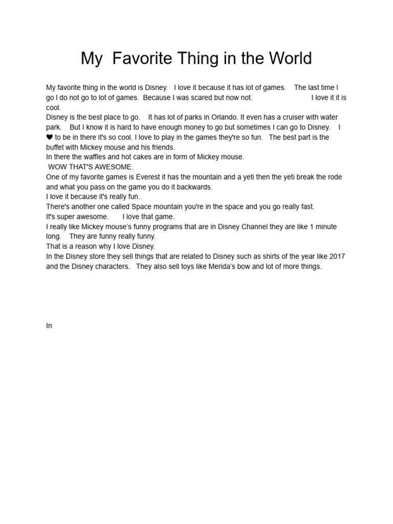 My Favorite Thing in The World | PDF