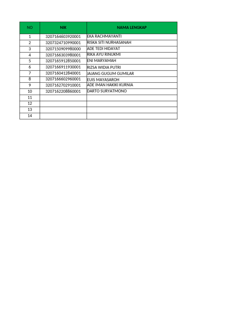 Form Isian Pendataan Non Asn Disdik-1 | PDF
