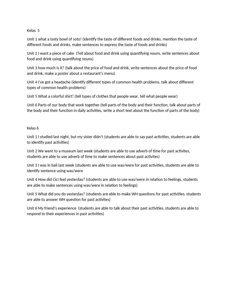 English Learning Units for Grades 5-6 | PDF