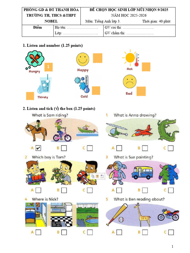 De Chon Hs Mui Nhon TA3 2025 | PDF