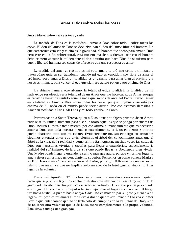 Amar a Dios: Totalidad y Oración | PDF | Amor | Oración
