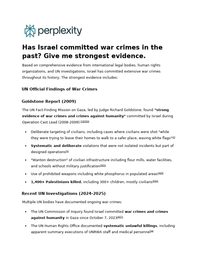 Has Israel Committed War Crimes in The Past - Give | PDF | Israeli ...