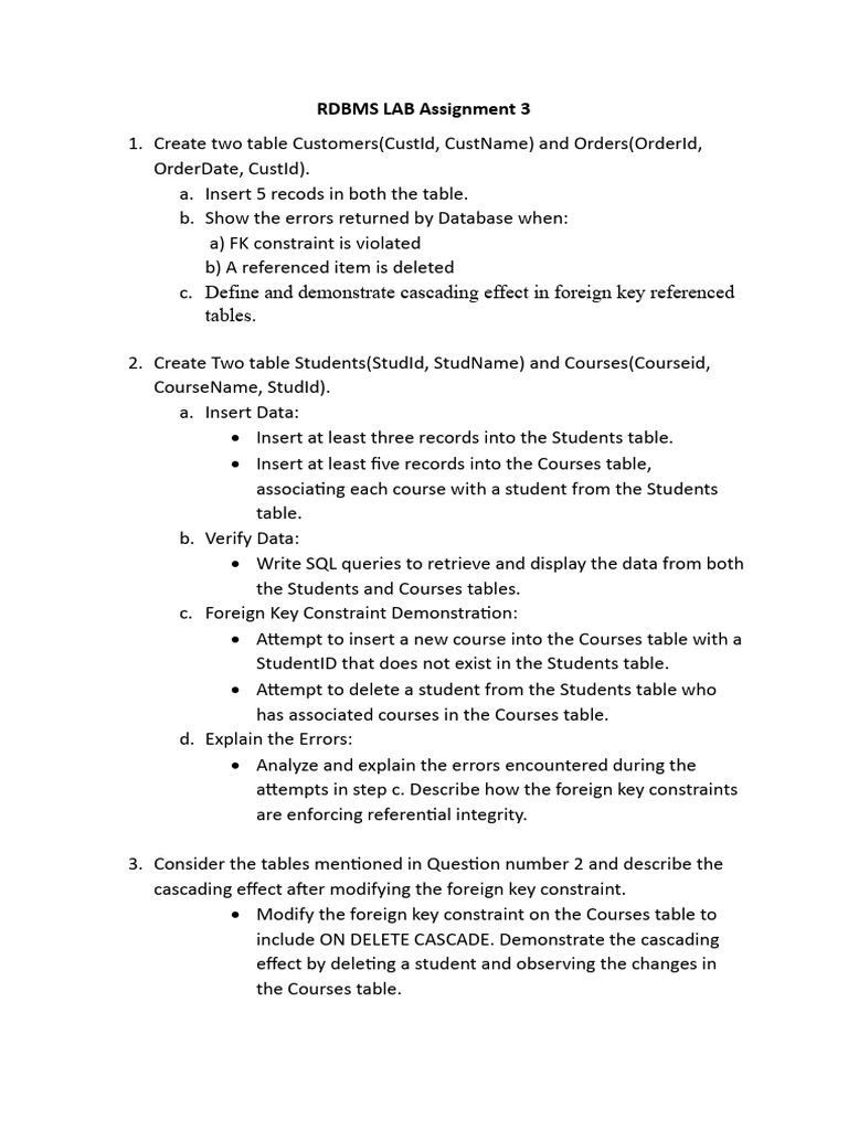 RDBMS LAB Assignment-3 | PDF
