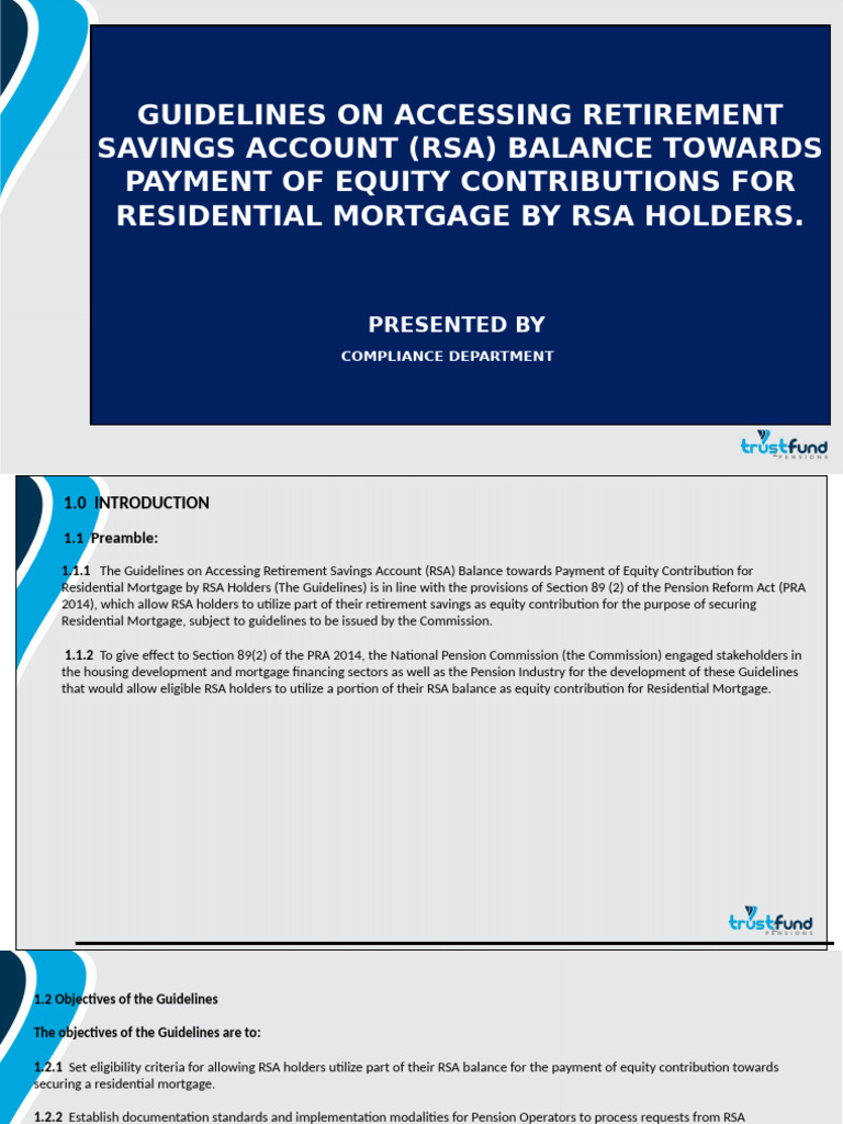 Accessing RSA for Mortgage Equity Contributions | PDF | Mortgages | Pension