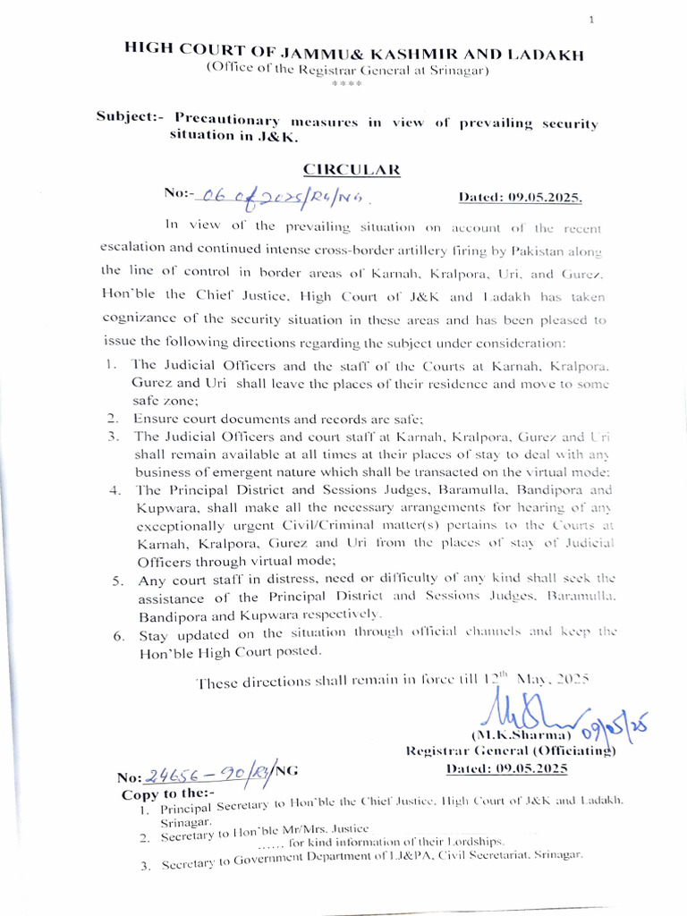 High Court Security Measures in J&K | PDF