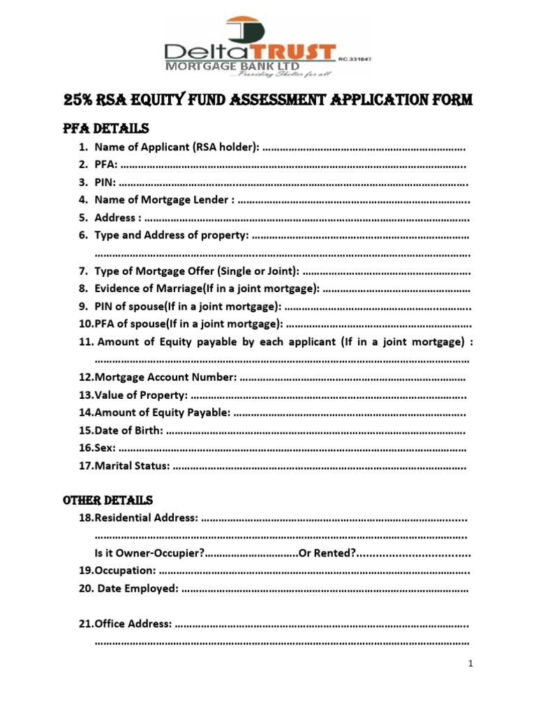 25% Rsa Loan Application Form | PDF | Personal Finance