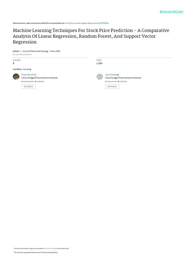 Machine Learning Techniques For Stock Price Prediction - A Comparative Analysis of Linear ...