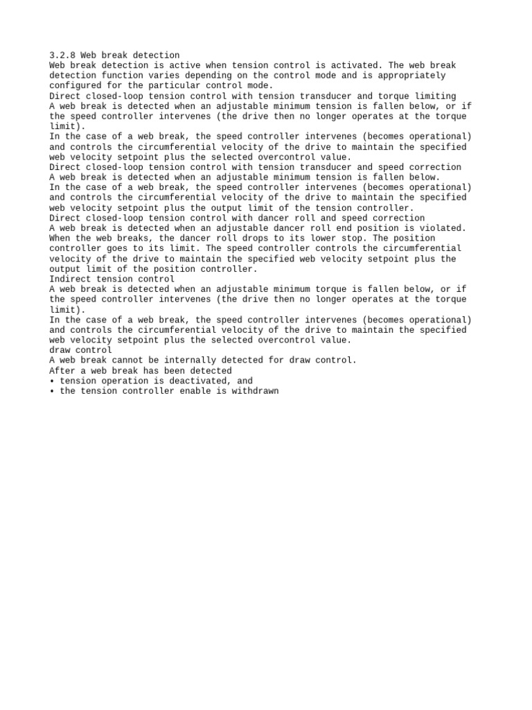 Web Break Detection in Tension Control | PDF
