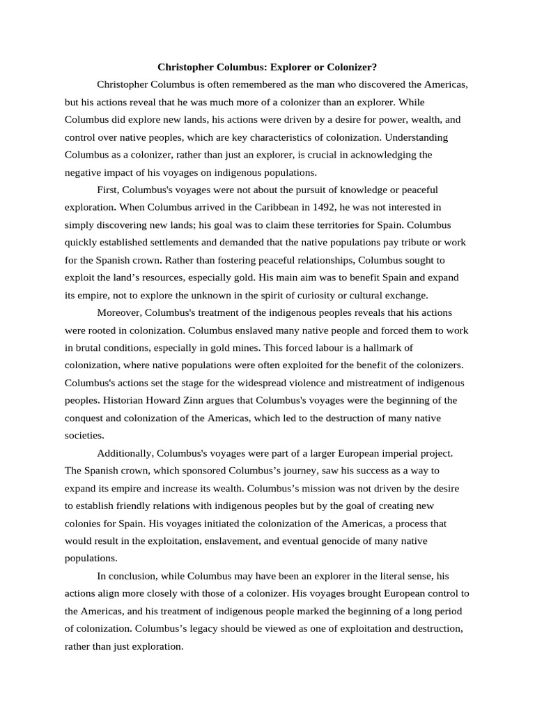 History Assignment - Christopher Columbus | PDF | Spanish Colonization ...