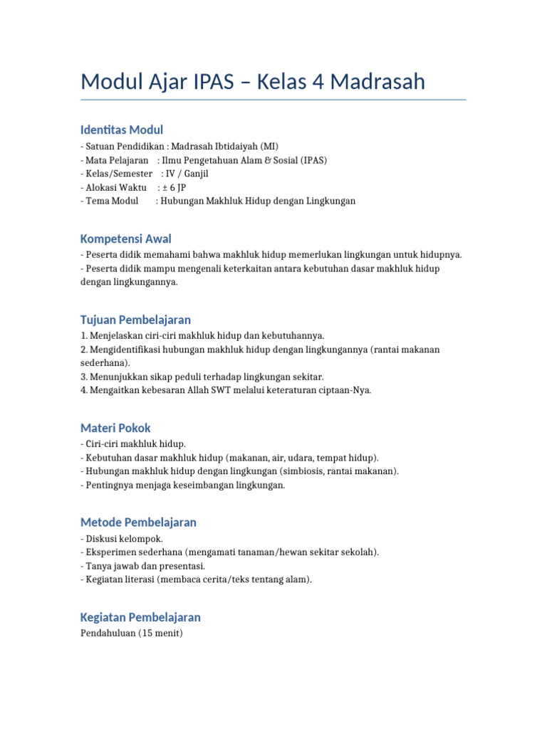 Modul Ajar IPAS Kelas4 | PDF