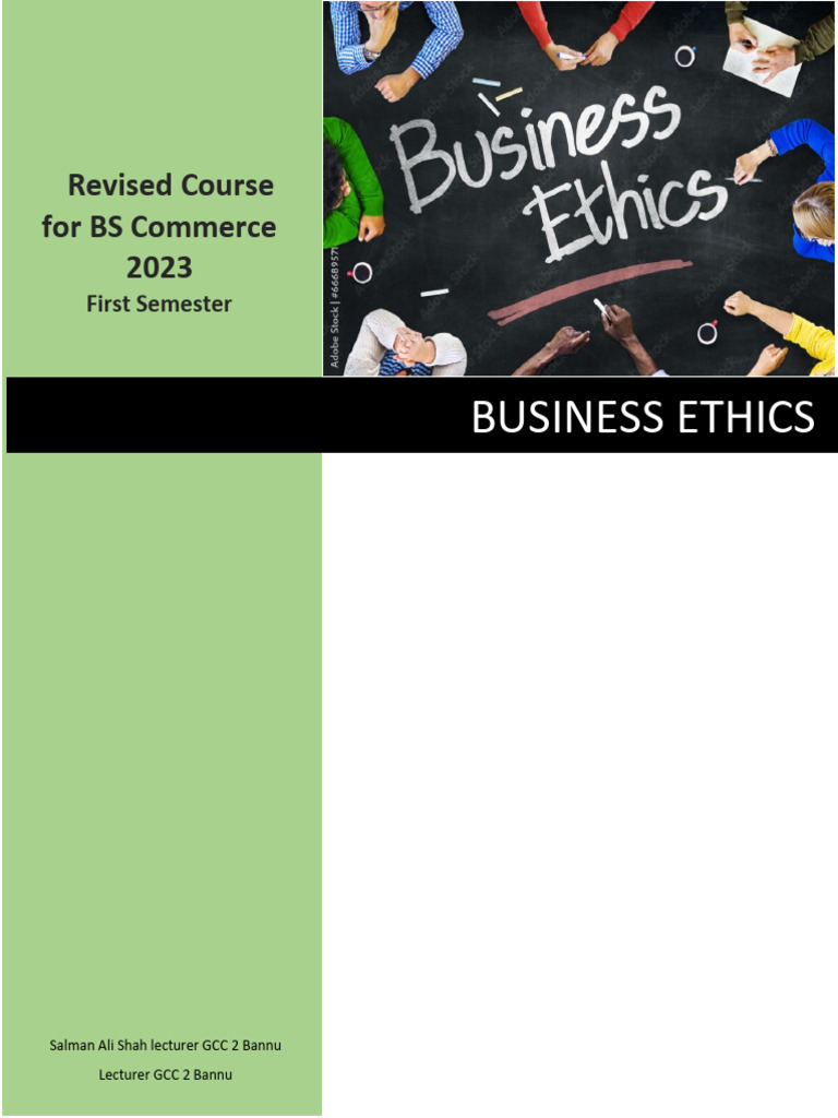 Business Ethics Course Outline 2023 | PDF | Corporate Social ...