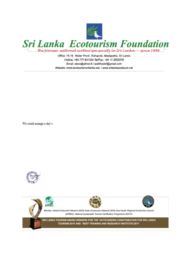 Eco Tour-University Collage-Matara | PDF