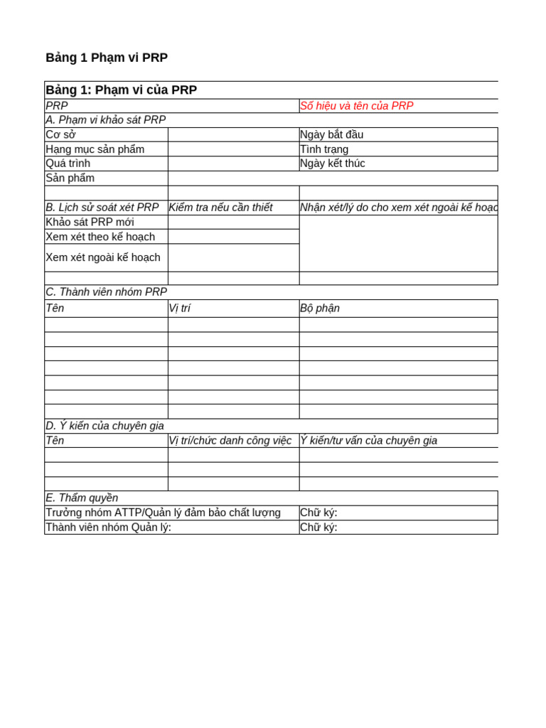 PRP Workbook Template VN Ifc 2023 | PDF