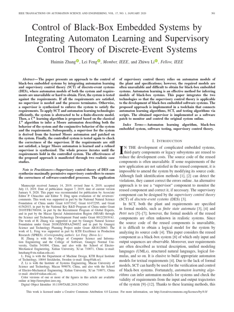 Control of Black-Box Systems via SCT | PDF | Automata Theory | System