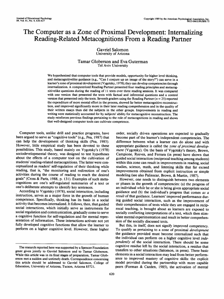 Enhancing Reading Skills with Computer Tools | PDF | Metacognition ...