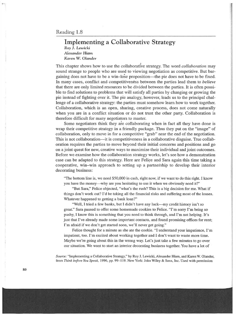 Implementing A Collaborative Strategy (M1) | PDF