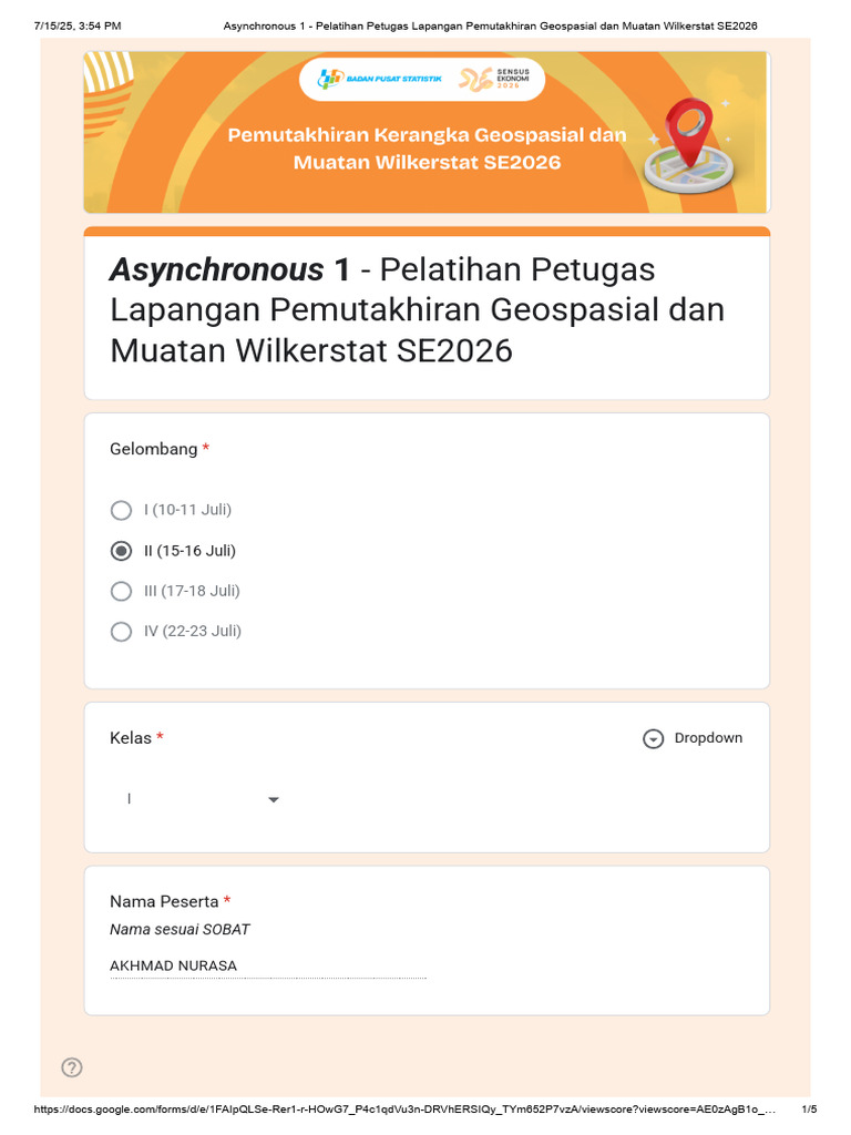 Asynchronous 1 - Pelatihan Petugas Lapangan Pemutakhiran Geospasial Dan ...