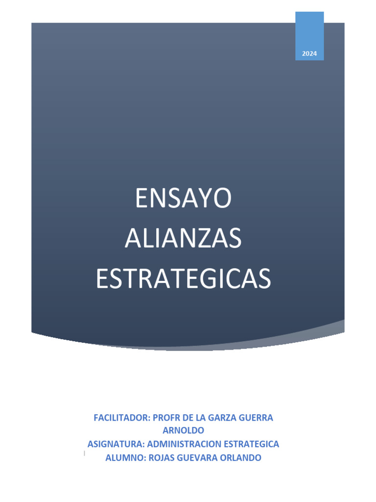 Alianzas Estrategicas Internacionales. Ensayo | PDF | Proyecto conjunto ...