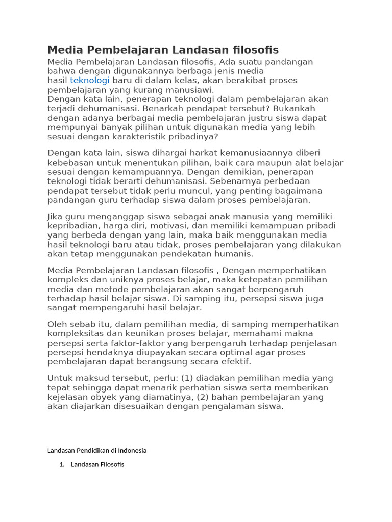Landasan Pendidikan Filosofi | PDF