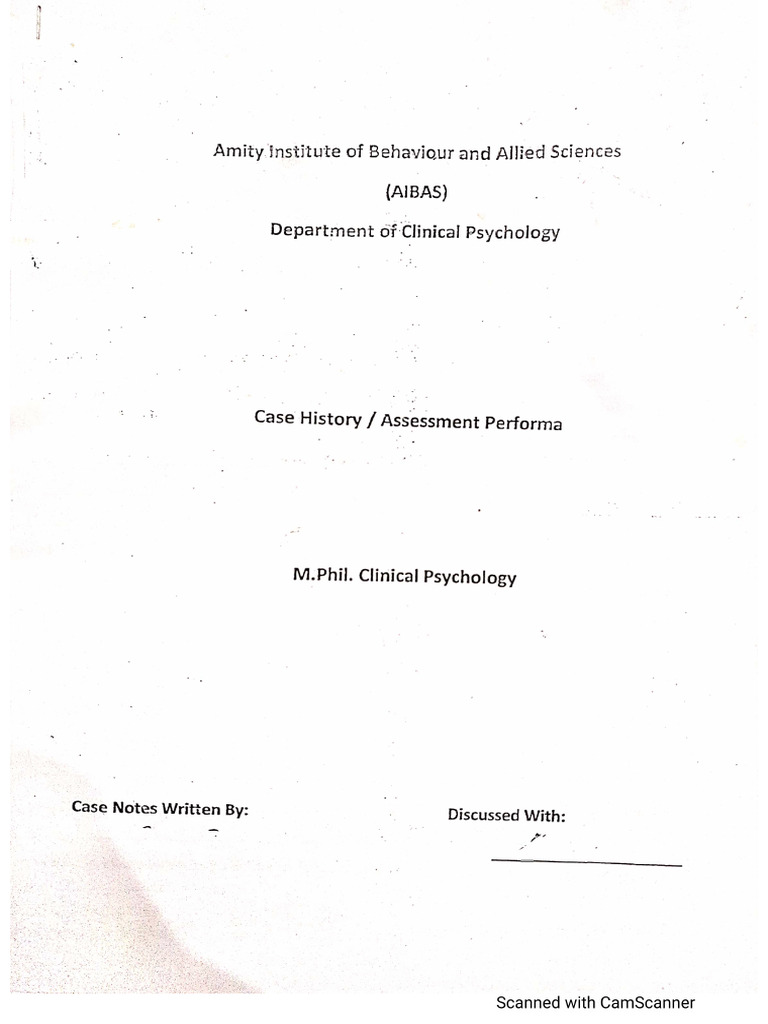 Amity Case History Format | PDF