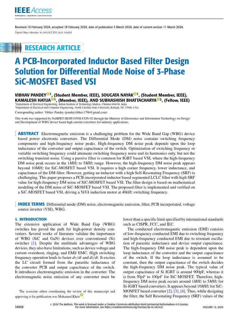 A Pcb Incorporated Inductor Based Filter Design Solution For Differential Mode Noise Of 3 Phase