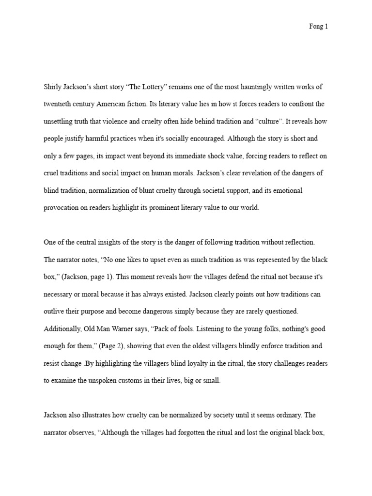 Shirly Jackson's Short Story "The Lottery" Remains One of The Most ...