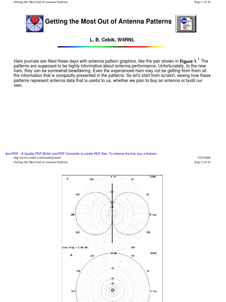 Getting The Most Out of Antenna Patterns: L. B. Cebik, W4RNL | PDF ...